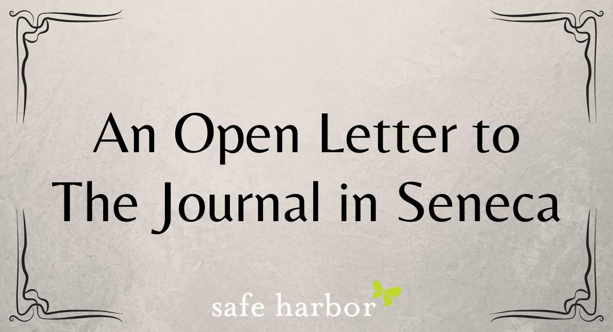 An Open Letter to The Journal in Seneca | Safe Harbor